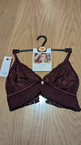 M&S ROSIE Purple Non-Wired Non-Padded Bralet Bra French Lace Lingerie ...