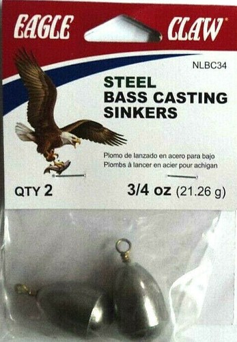 Eagle Claw STEEL Bass Casting Sinkers, 3/4 oz, THREE PACKS, Lead Free #NLBC34 | eBay