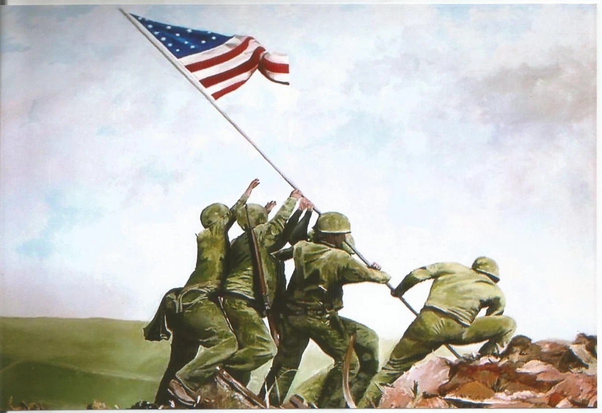 American Soldiers Raising Flag