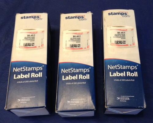 NOS 3 Boxes NetStamps Label Rolls Postage Stamps.com 12 Rolls 2400 ...