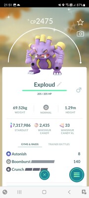 PVP BEASTS! TOP MAXED SHINY EXPLOUD W/2ND MOVE +2500CP! - PKMN GO - NON ...