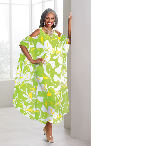 Size 3X PLUS Ashro Lime White Multi Summer Beach Adesida Overlay Dress ...