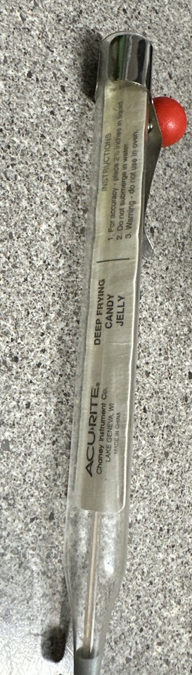 Vintage ACU RITE Deep Frying Candy Jelly Glass Cooking Thermometer ...