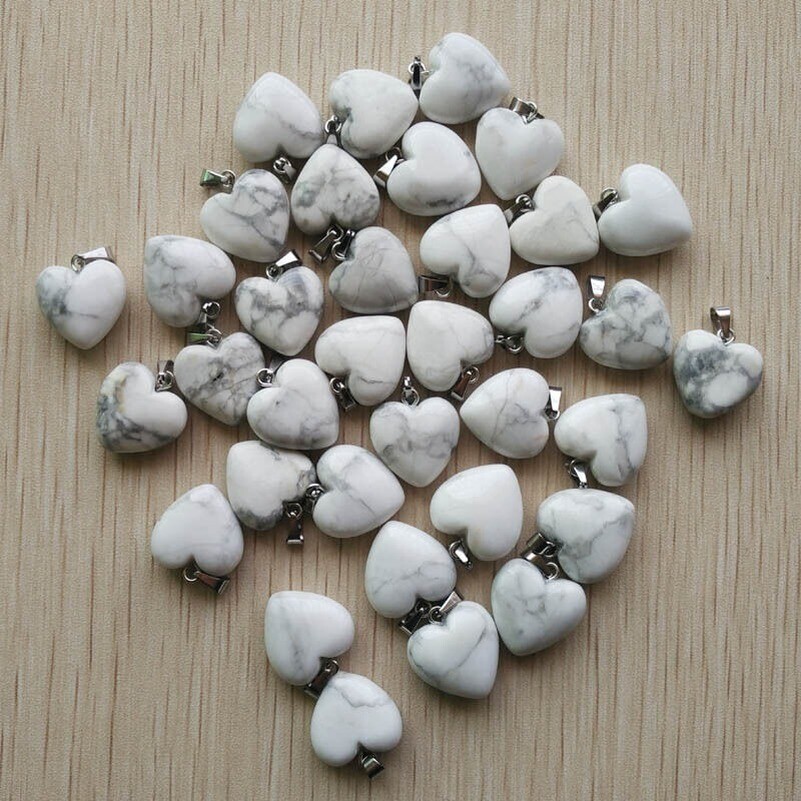 Natural White Turquoise Stone Heart Charms Pendants 16mm 50pcs/lot ...