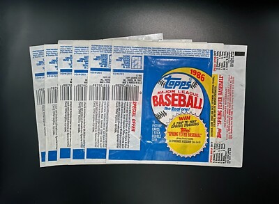 Six 1986 Topps Baseball Card Wax Pack Wrappers | eBay