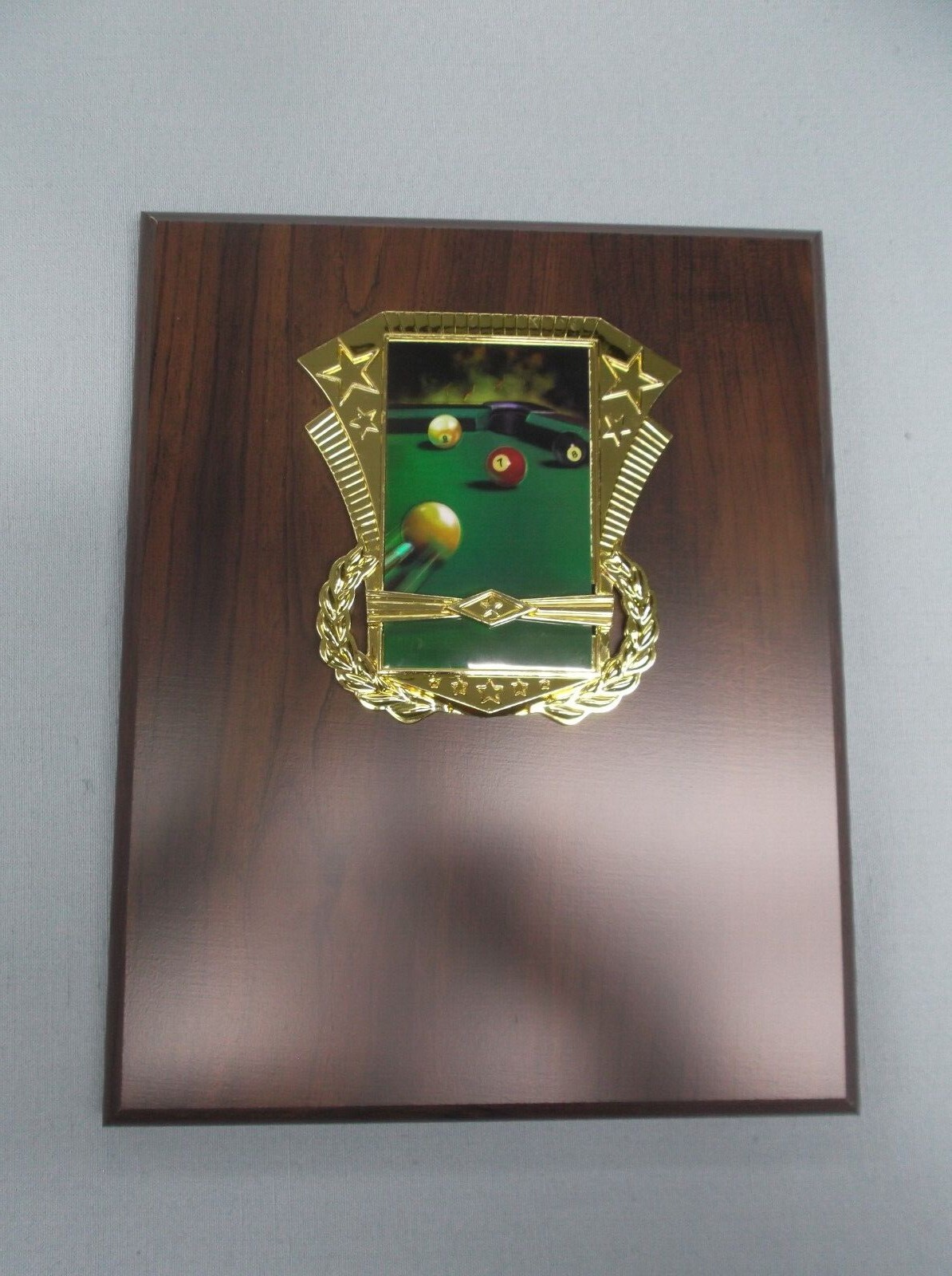 POOL billiards full color relief trophy 8 x 10 cherry finish plaque | eBay