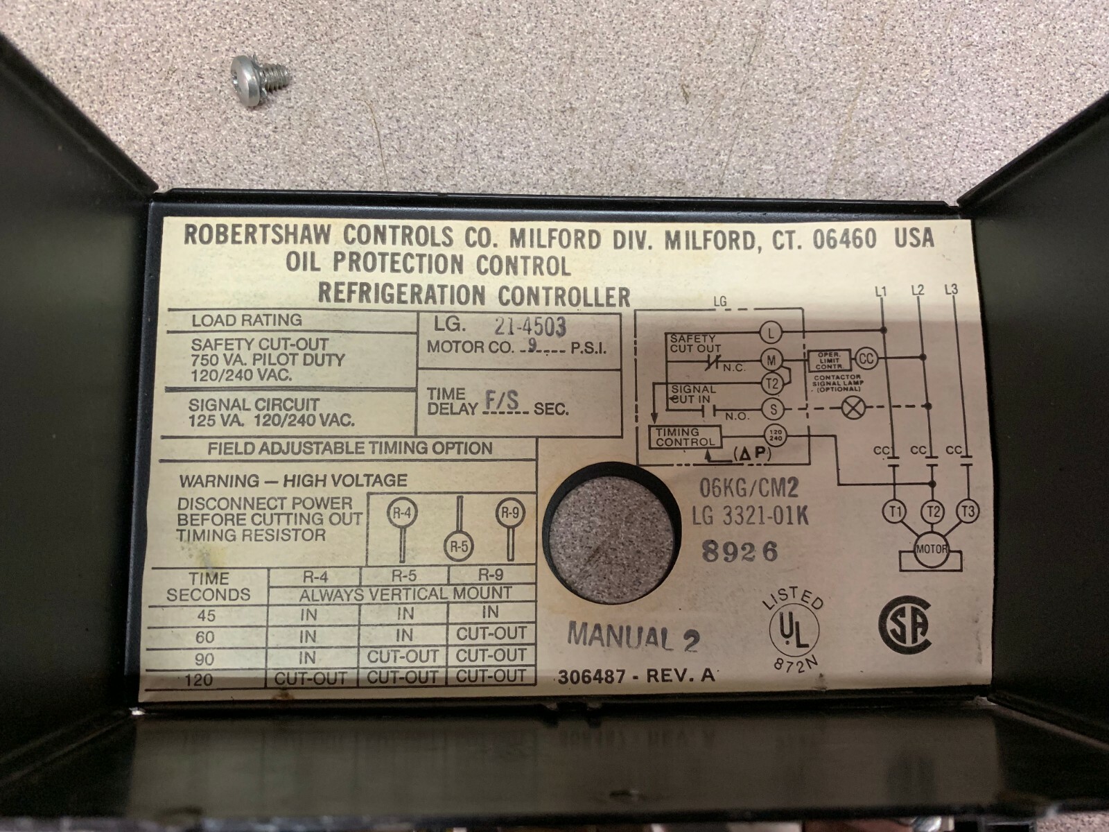 ROBERTSHAW CONTROLS CO. 306487 CONTROLLER REV A for sale online | eBay