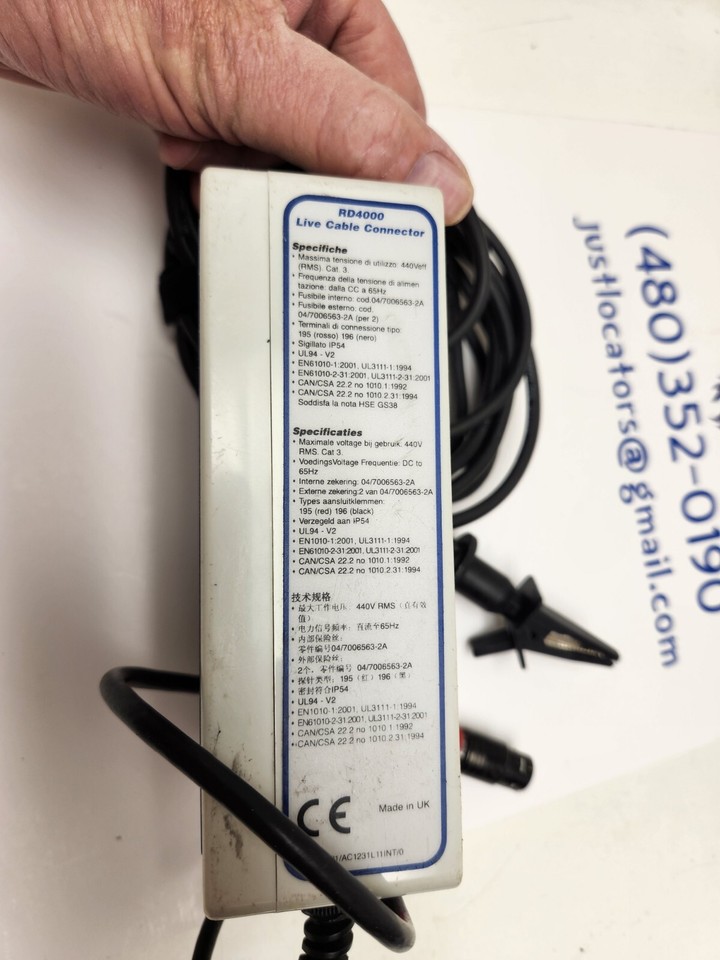 Radiodetection Transmitter Live Plug Connector (with Crocodile clips ...