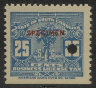 SOUTH CAROLINA Business License Revenue SC BL87S red SPECIMEN ovpt | eBay