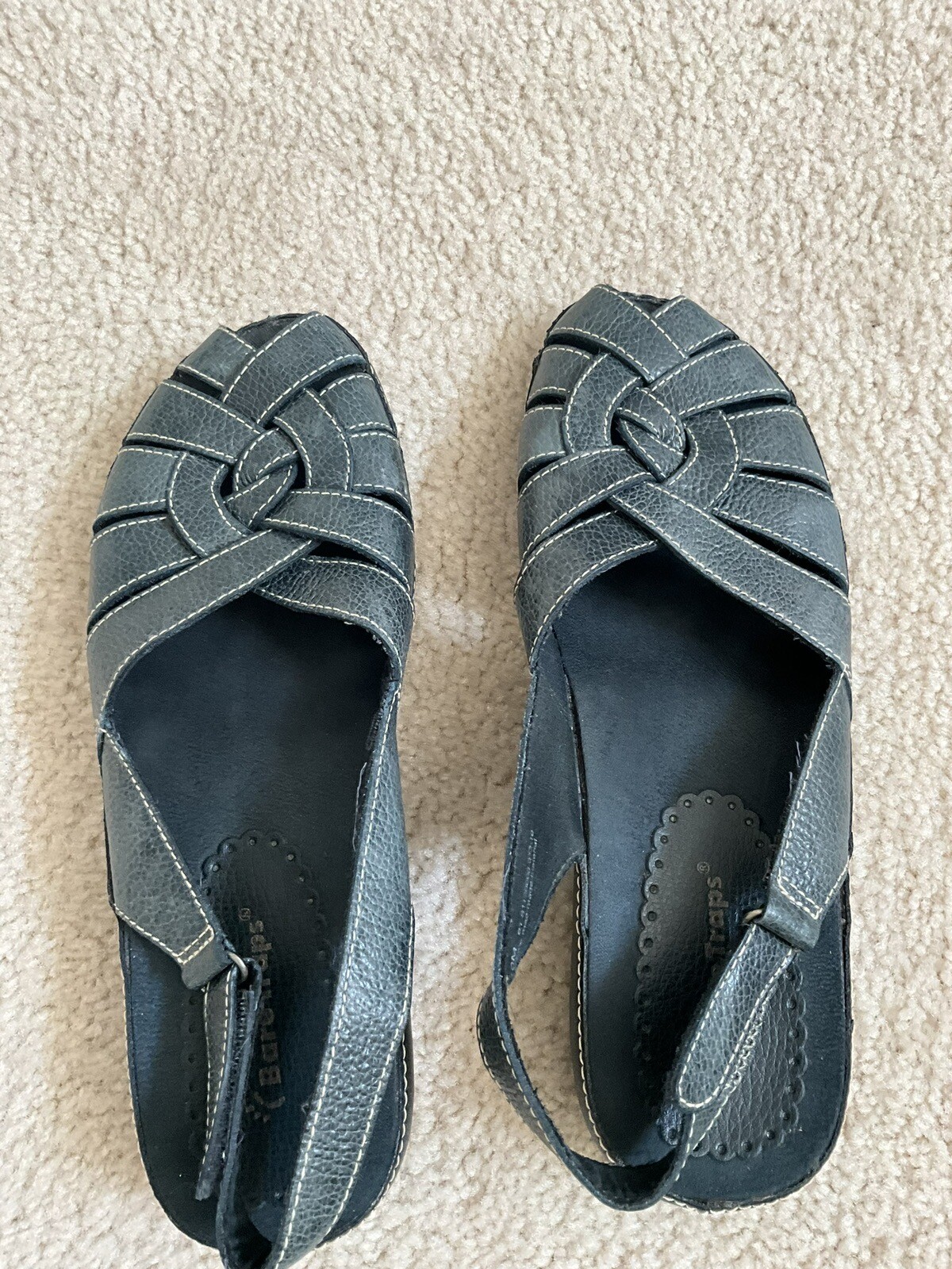 Bare Traps Slingbacks Leather Sandals Flats Comfort Green Women's Size ...