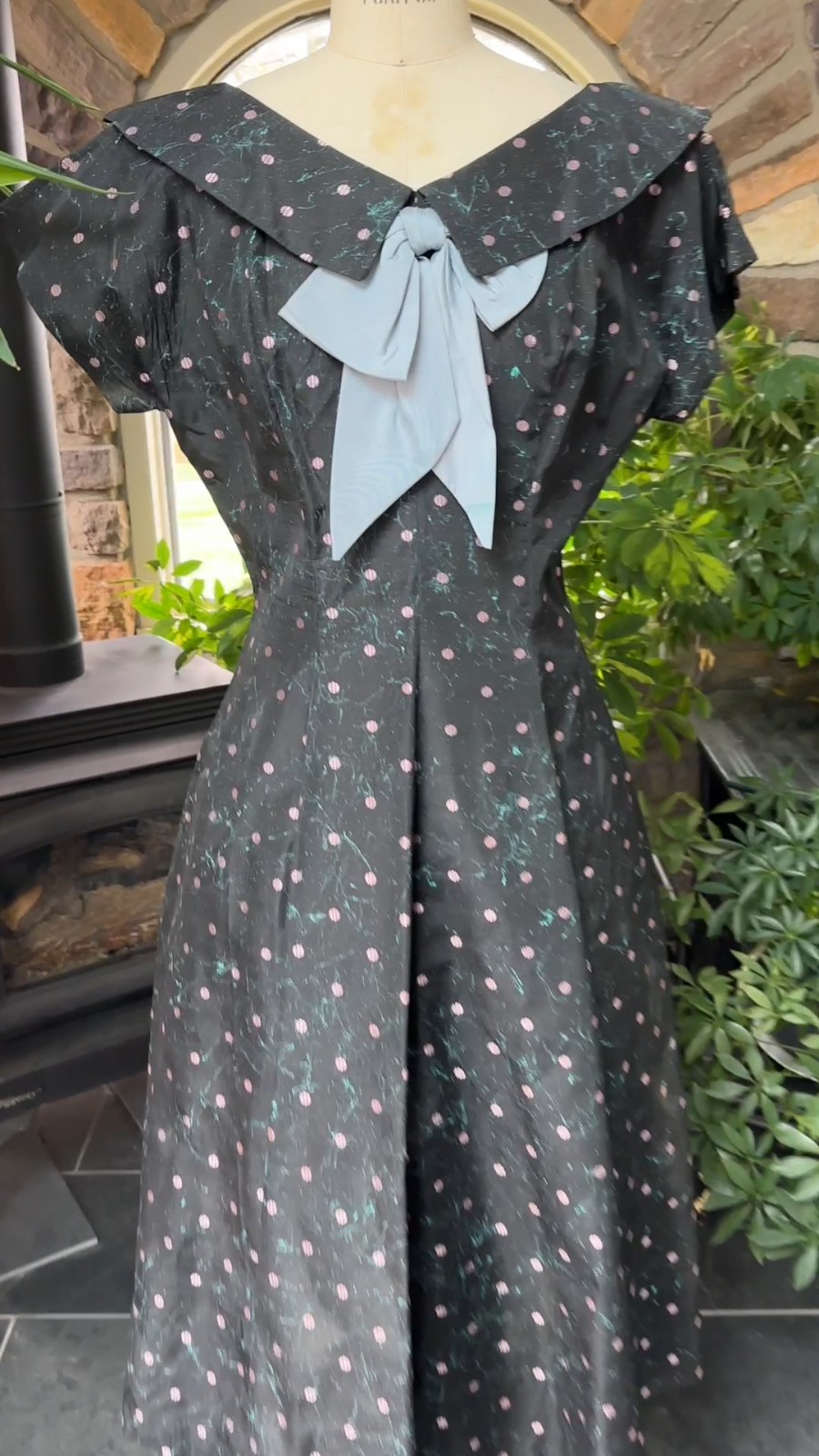 Vintage 1950s Black Atomic Print Acetate Dress, Fifties Rockabilly ...