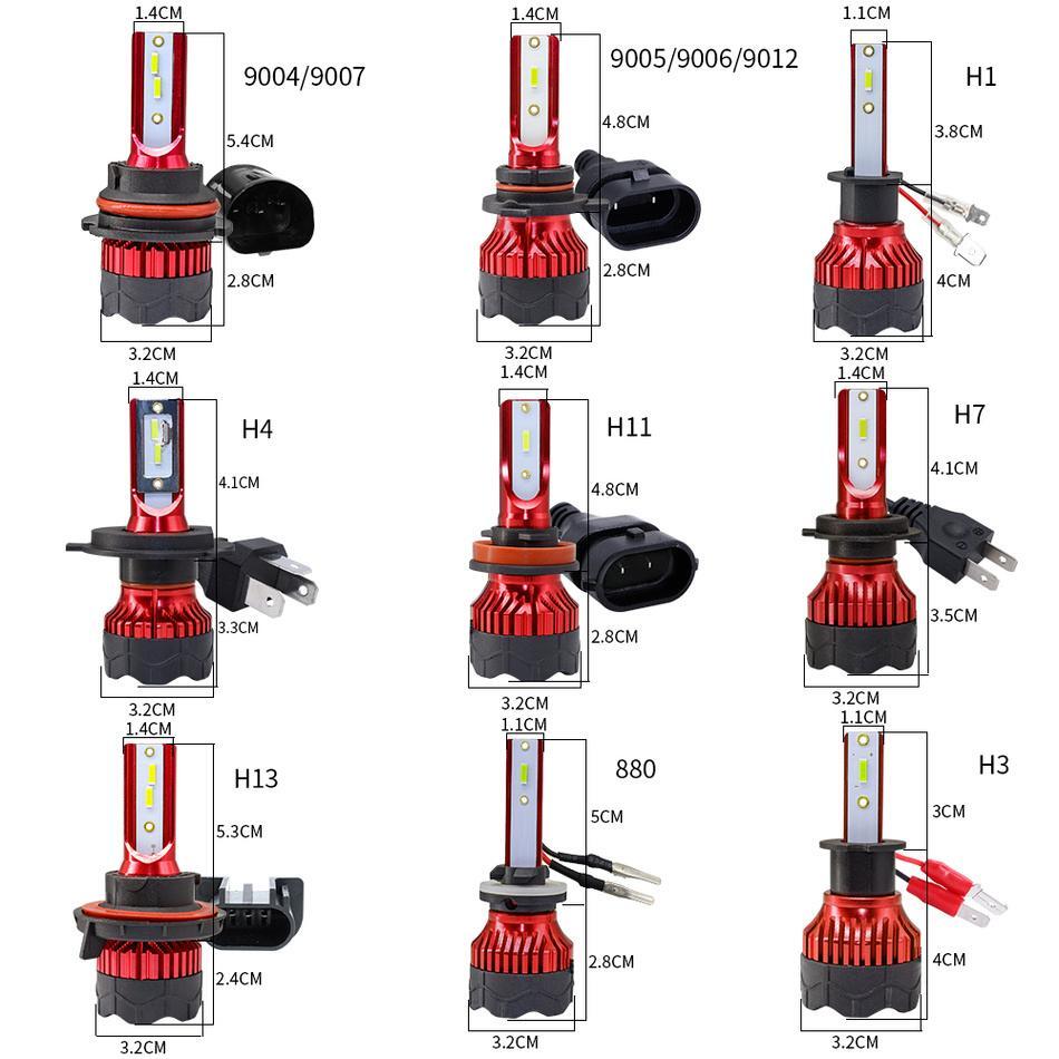 2pcs Color CSP Chip H11 9005 9006 9012 LED Car Headlight Combo Kit ...