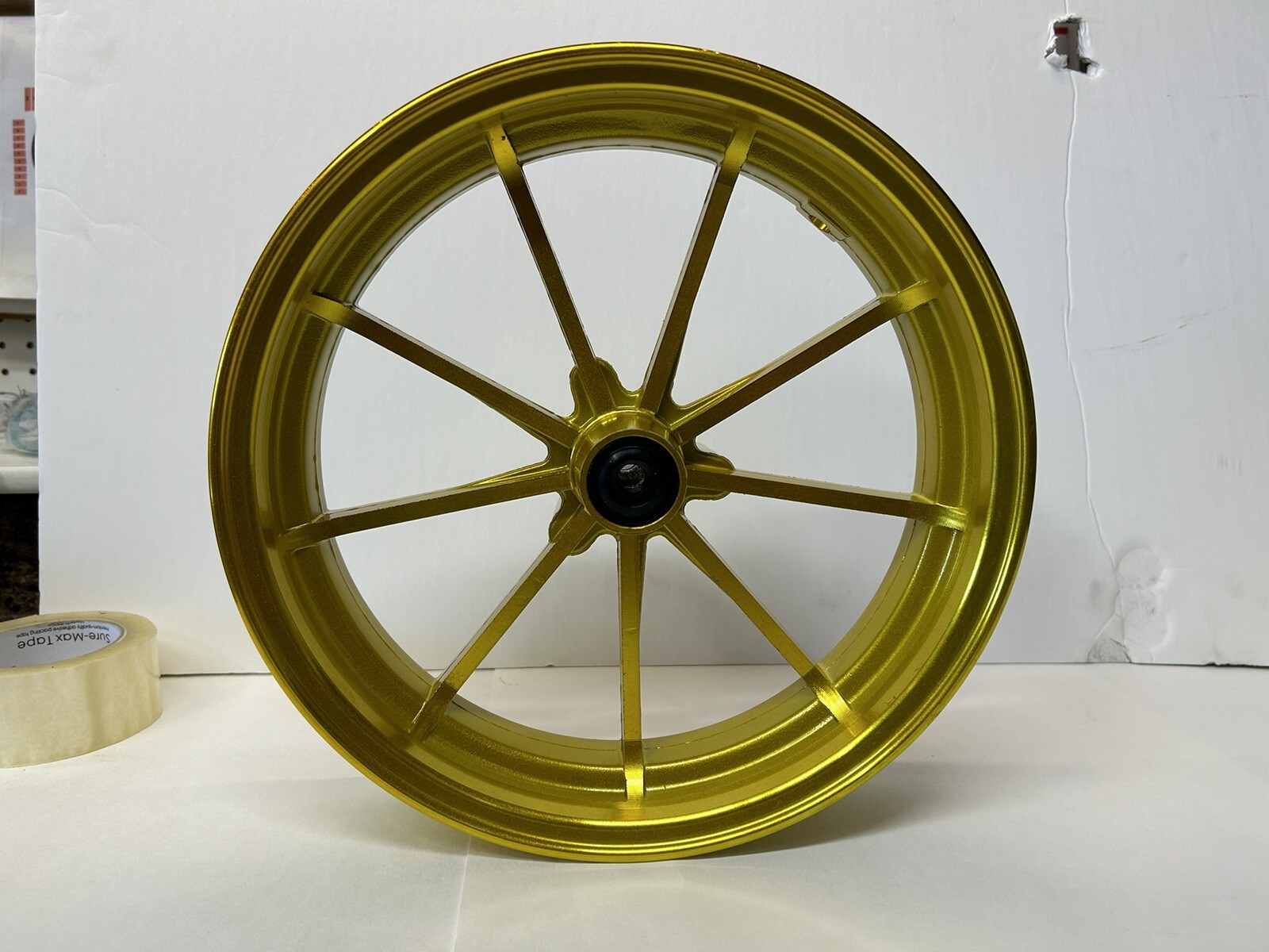 Mini Bike Front Wheel. 12 Inch 2.75 Wide. For 12mm Axles. Gold. 9-Spoke ...