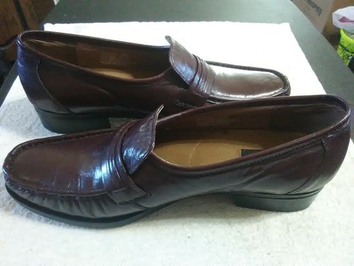 BOTANY 500 Men's Dress Shoes Brown Leather Slip On Business Formal ...