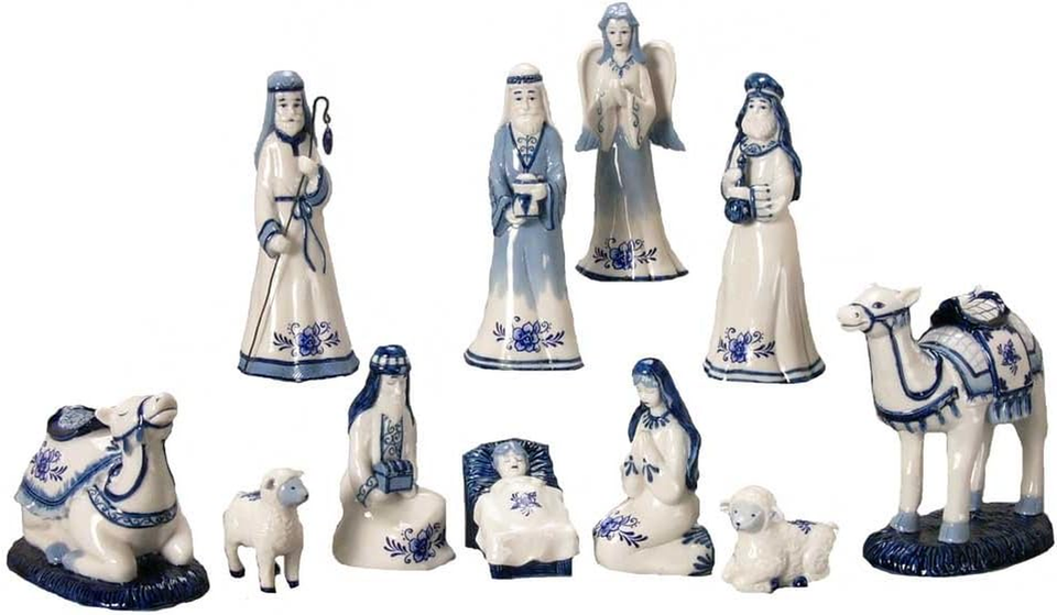 6.7-Inch Porcelain Delft Blue 11-Piece Nativity Set 313028410493| eBay