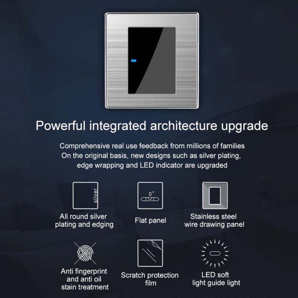 86mm Mirror Stainless Steel Switch Panel LED Wall Light Switch 1 2 3 ...