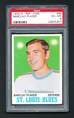1970 OPC HOCKEY 99 BARCLAY PLAGER ST. LOUIS BLUES PSA 6 EXCELLENT-MINT ...