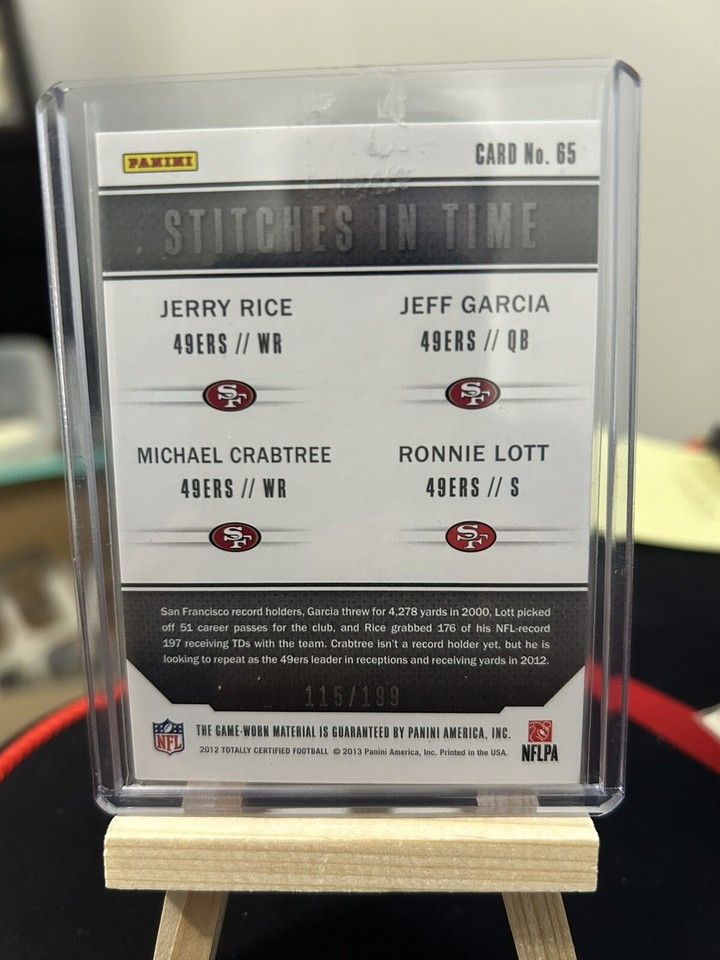 Panini Stitches In Time ~ Jerry Rice, Jeff Garcia, Michael Crabtree ...