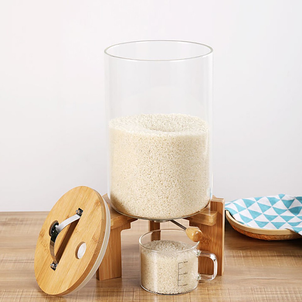 Cereal Storage Dispenser Rice/Grain Dry Food Glass Container 5L/7.5L ...
