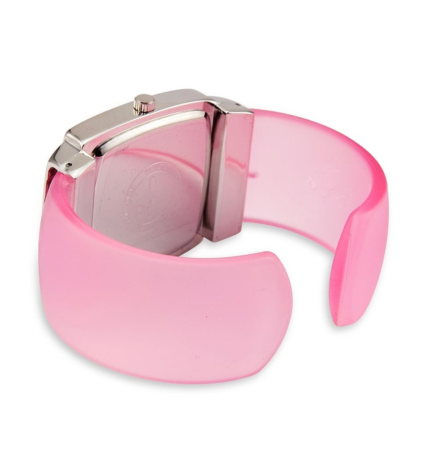 New Women’s Pink Band Silver Tone Quartz Bangle Watch | eBay
