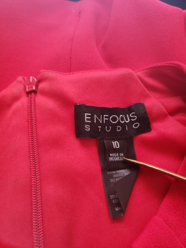 Enfocus Studio Red Sheath Dress Size 10 Bust 37" back zip Stretchy No-wrinkle | eBay