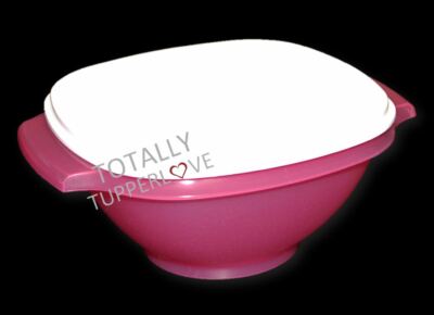 Tupperware Servalier Bowl 3 Cups Pink with White Accordion Instant Seal ...