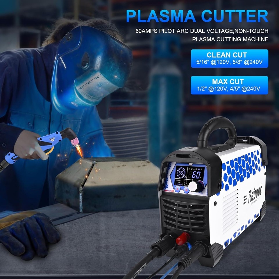 Reboot Plasma Cutter RBC6000DL PRO, 60 Amp Non Touch Pilot Arc Plasma ...