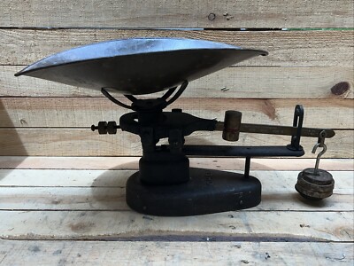 Vintage OKEN Scale, General Store scale with 3 weights, MODEL # FM 5 KG ...