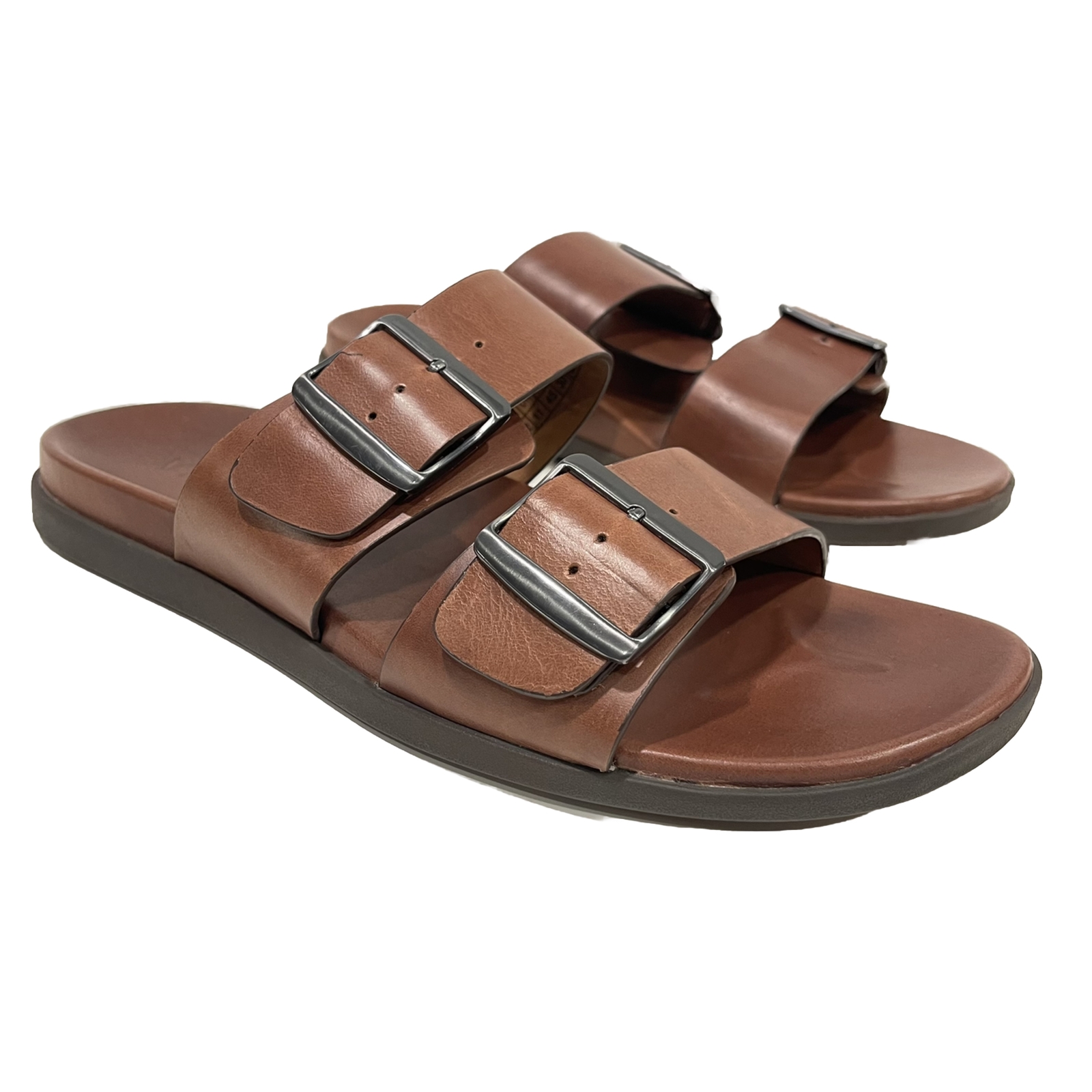 Vionic Men's Charlie Brown Leather Slide Sandals Shoe… - Gem
