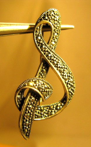Nice! 925 Sterling Silver Vintage Treble Clef Music Pin Brooch ...
