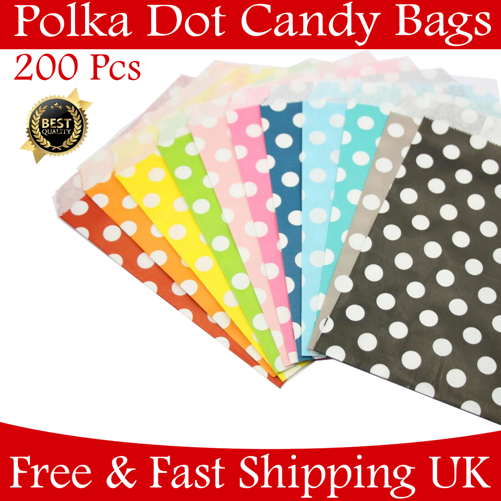 Polka Dot Candy Bags Set - 200Pcs Bundle for Sweet Treats and Special Occasions! | eBay UK