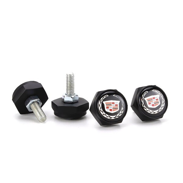 For Cadillac Front License Plate Frame Screw Bolt Cap Cover Nuts 4Pcs ...