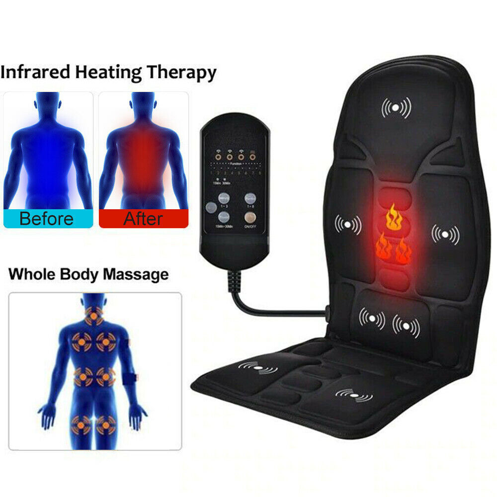 8 Modes Full Back Massage Cushion Car Chair Seat Pad Mat Neck Heat ...