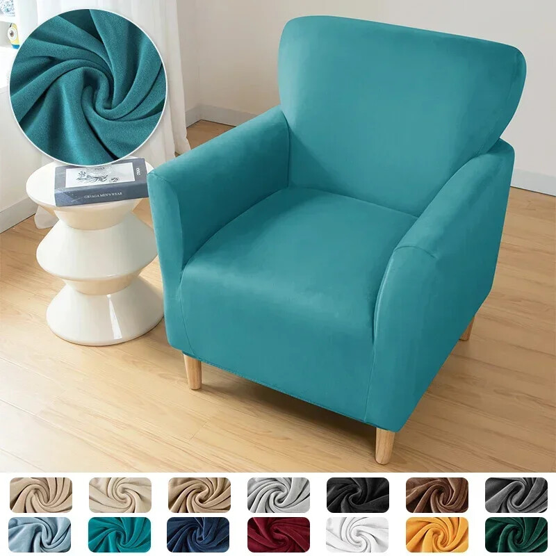 Elastic Solid Color Armchair Velvet Stretch Slipcovers Stretch Single ...