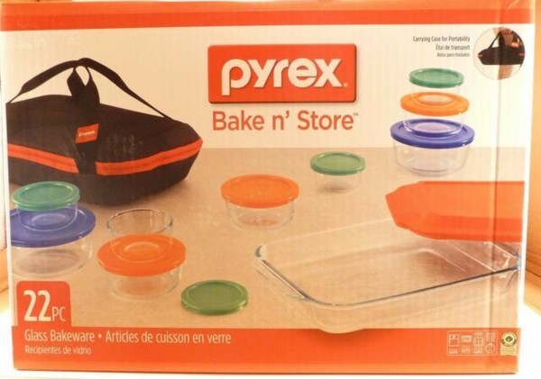 PYREX Portable Bakeware Set 22piece Storage W Carrier Bag Black for ...
