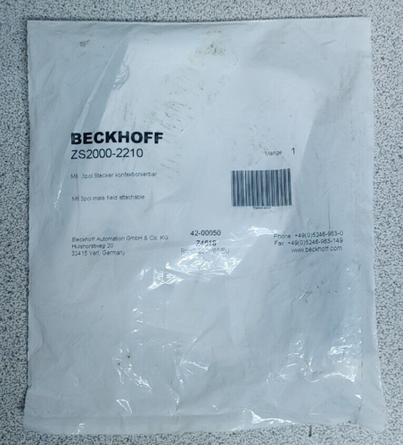 BECKHOFF ZS2000-2210 M8 3-PIN MALE FIELD CONNECTOR NEW!! WOW!! | eBay
