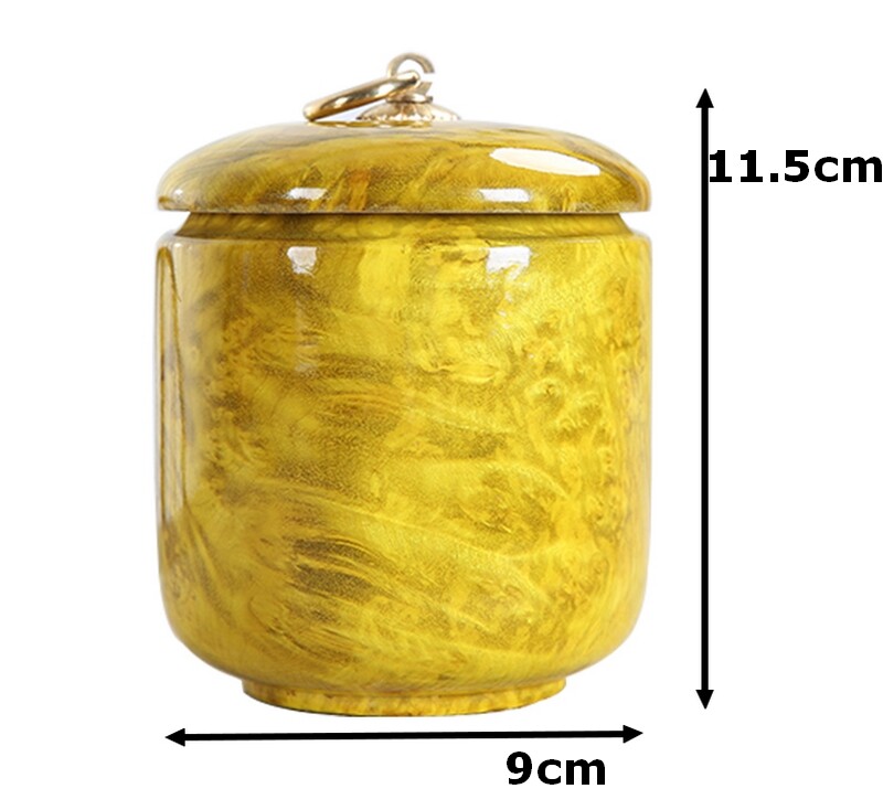 Solid Golden Phoebe Wood Carved Jar Tea Coffee Powder Storage Box Decor ...