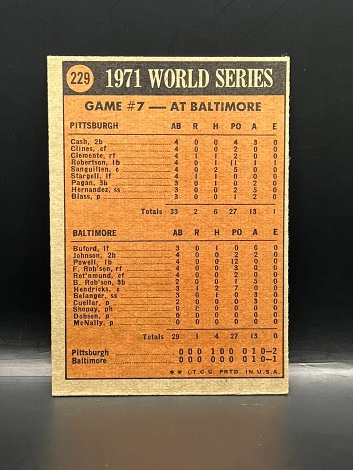 1971 World Series Game No. 7 1972 Topps #229 Pittsburgh Pirates ...