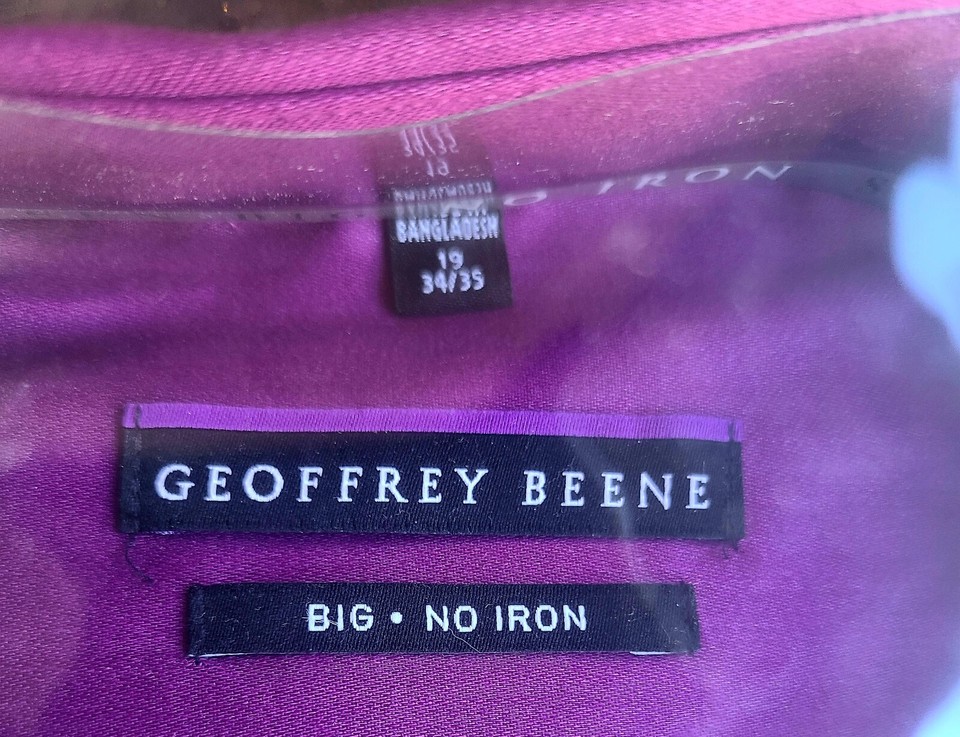 Geoffrey Beene Wrinkle Free Cotton Blend Big Men Shirt 19-34-35 Courrant Purple | eBay