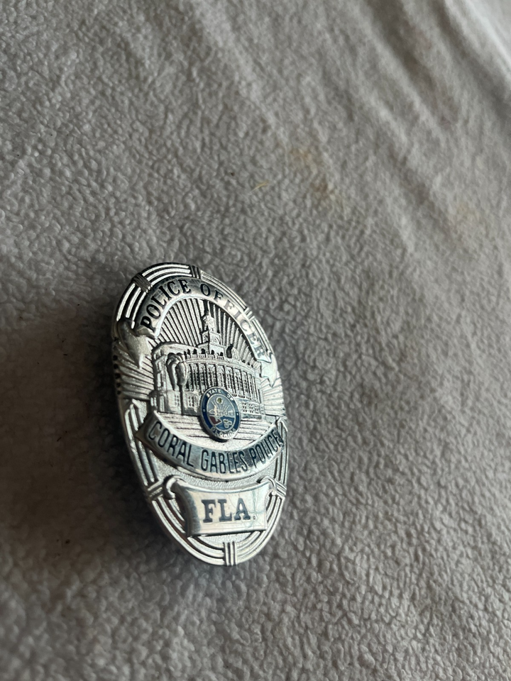 Vintage Obsolete Coral Gables Florida FLA Badge Blackinton RHO-GLO ...