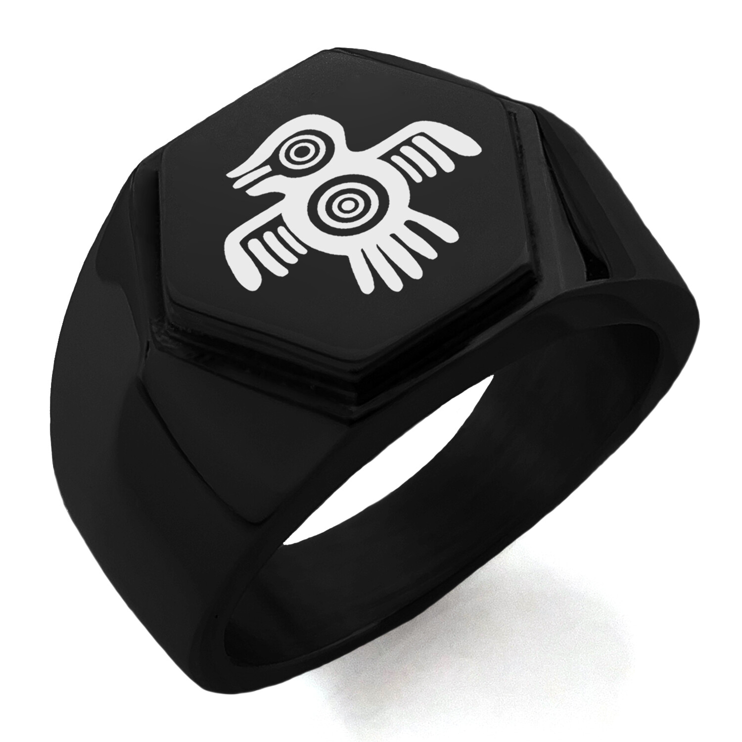 Stainless Steel Aztec Truth & Wisdom Eagle Rune Mens Hexagon Crest ...