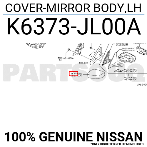 K6373JL00A Genuine Nissan COVER-MIRROR BODY,LH K6373-JL00A | eBay
