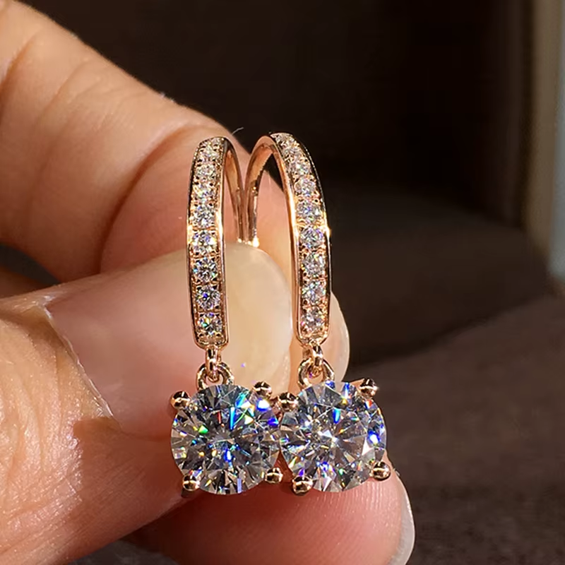 Minimalist Hook Earrings with round CZ Pendant for Women Simple Elegant ...