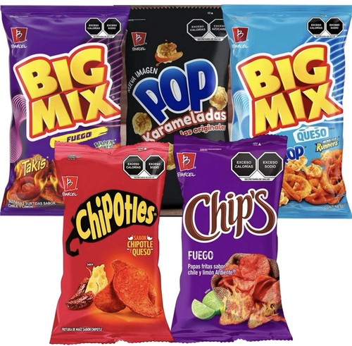 Barcel Mexican Botanas Papitas Chips Variety Pack SMALL Box w/5 bags ...