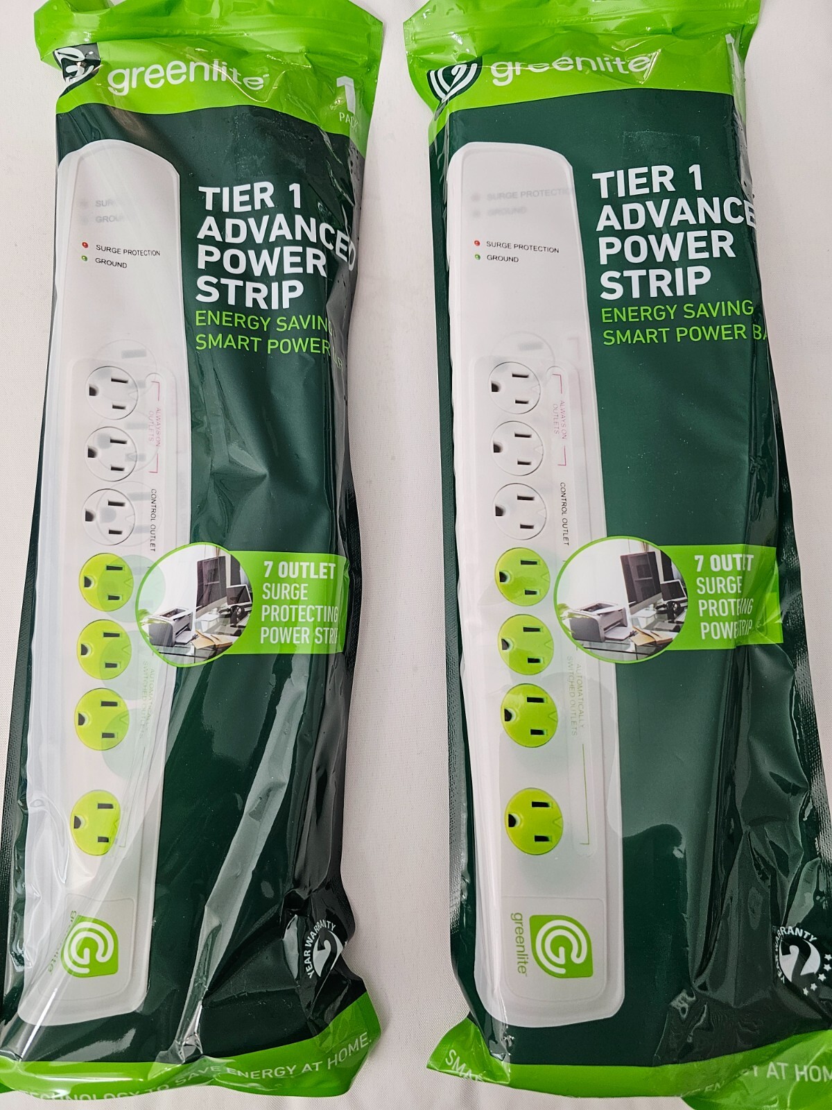 2PAKC Greenlite Tier 1 Advanced Current Sensing 7 Outlet Power Strip ...