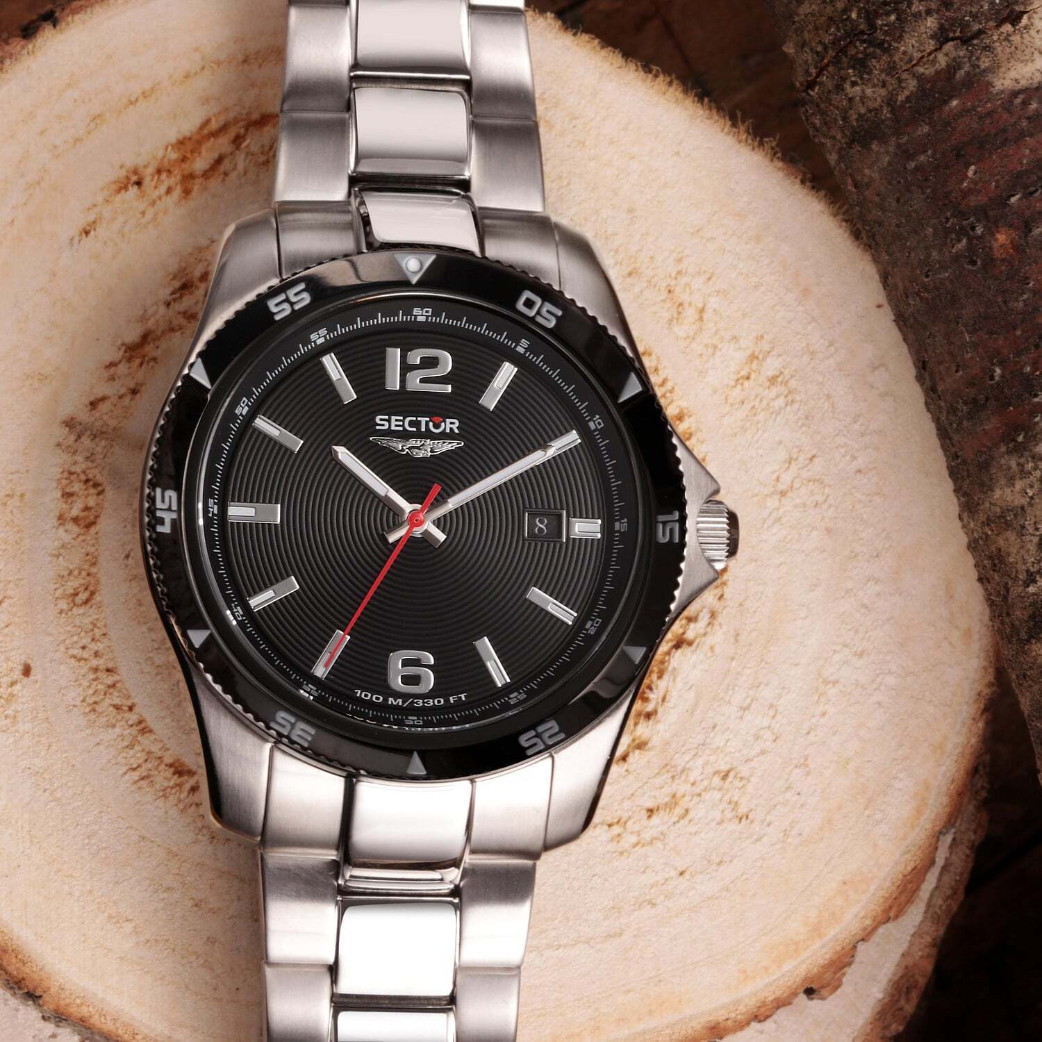 Mens Wristwatch SECTOR 650 R3253231002 Stainless Steel Black Sub 100mt ...