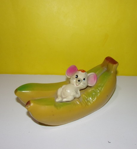 Vintage Mouse Mice Laying On Bananas Cute Plastic Piggy Coin Bank ...