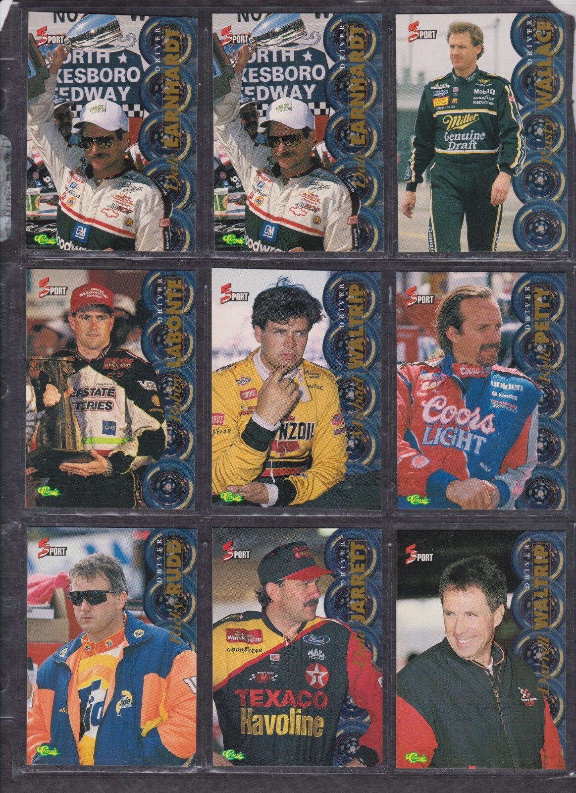 1995 Classic 5 Sport Lot of 9 NASCAR Race Drivers NMMT Wallace ...