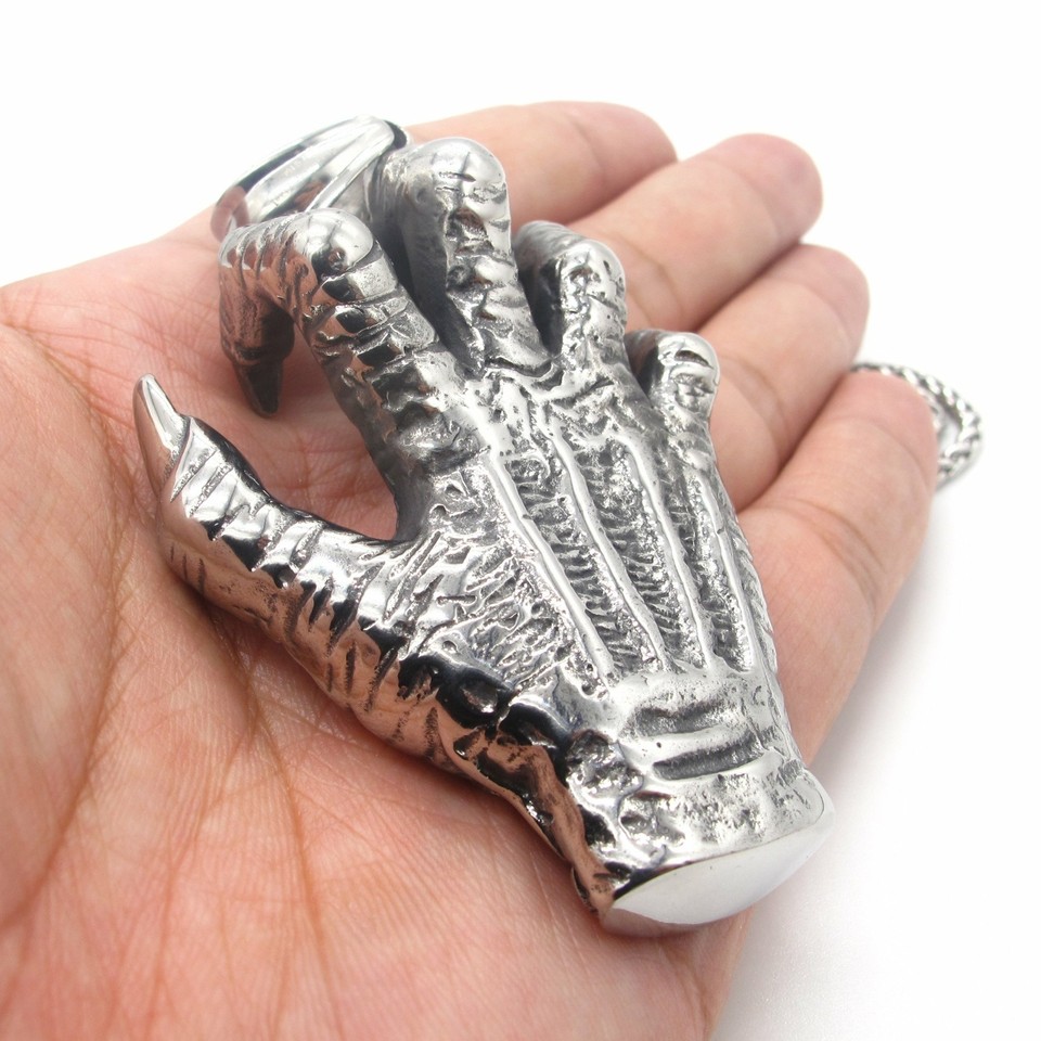 Mens Satanic Devil Hamsa Hand Evil Eye Of Horus Pendant Necklace Heavy ...