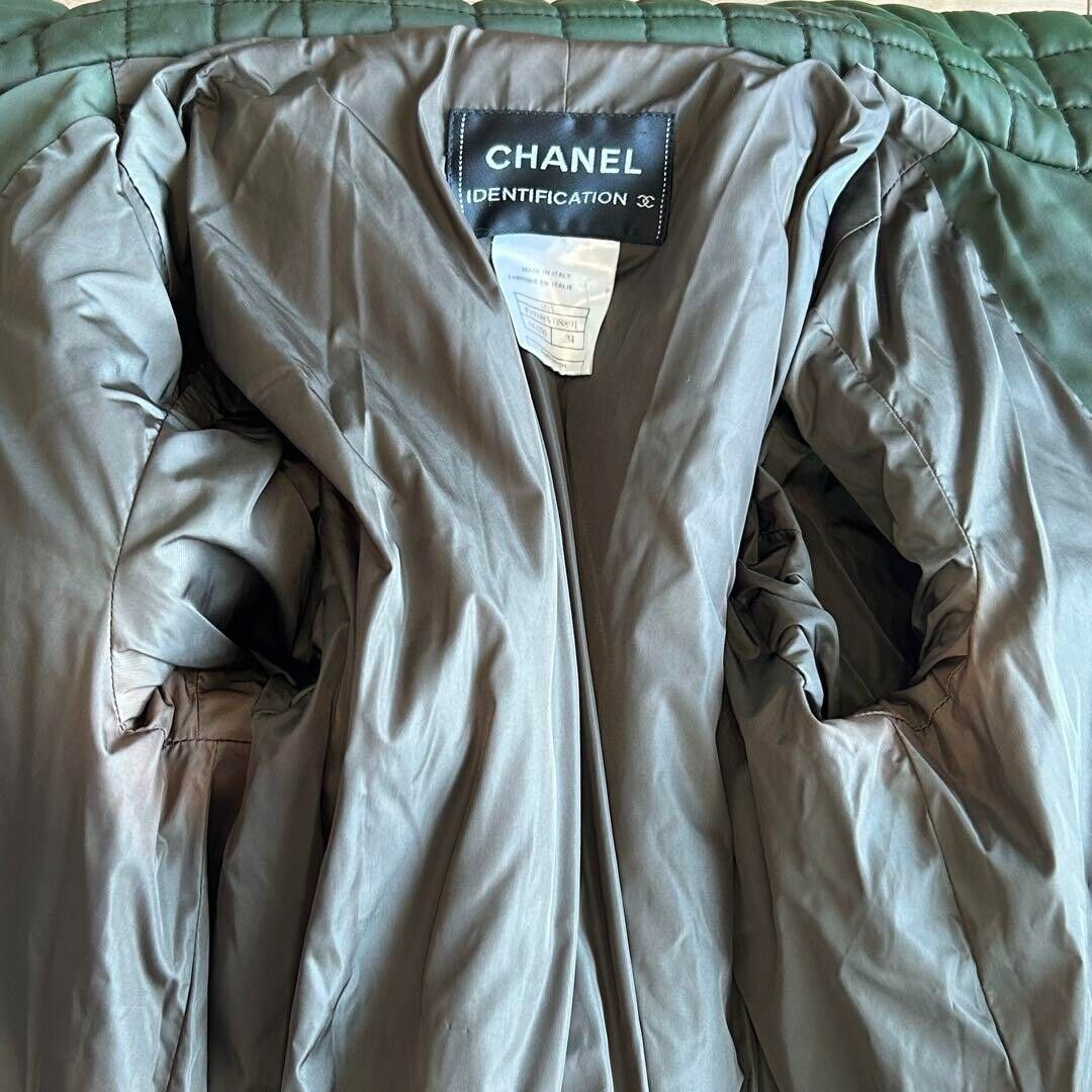 CHANEL IDENTIFICATION Chocolate Bar Quilted Jacket Khaki CHANEL IDENTIFICATION Chocolate Bar Quilted Jacket Khaki
